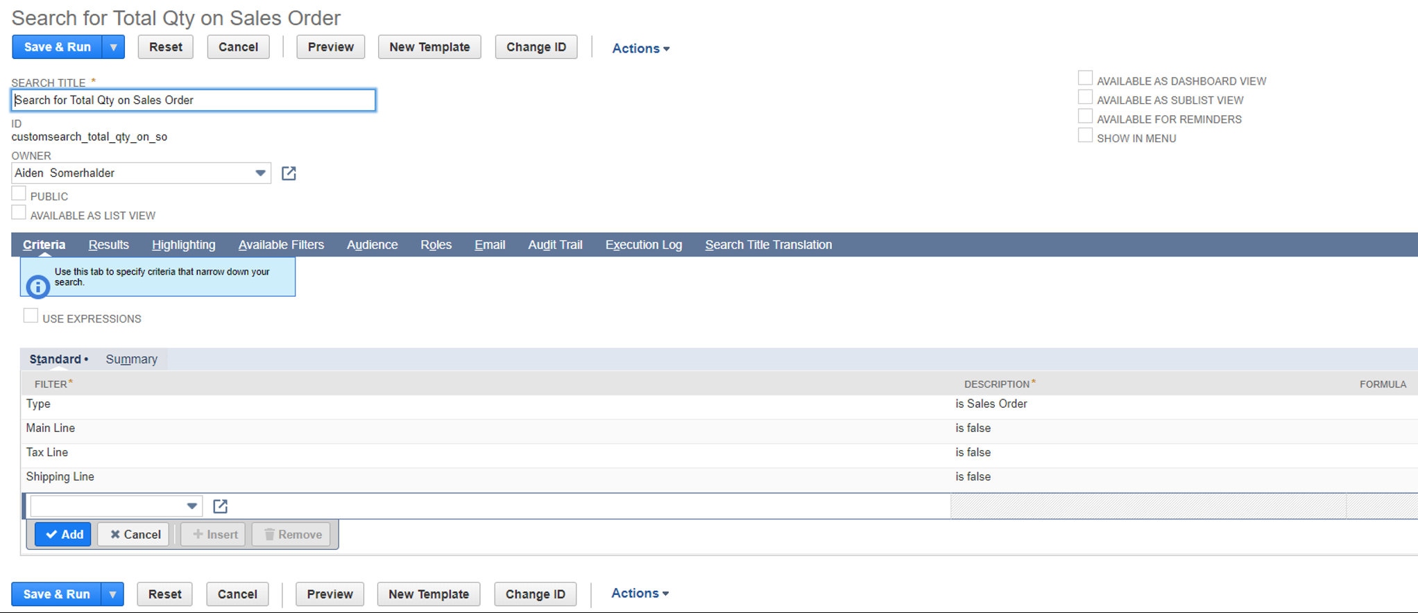 Creating a custom field that pulls results from a saved search in NetSuite